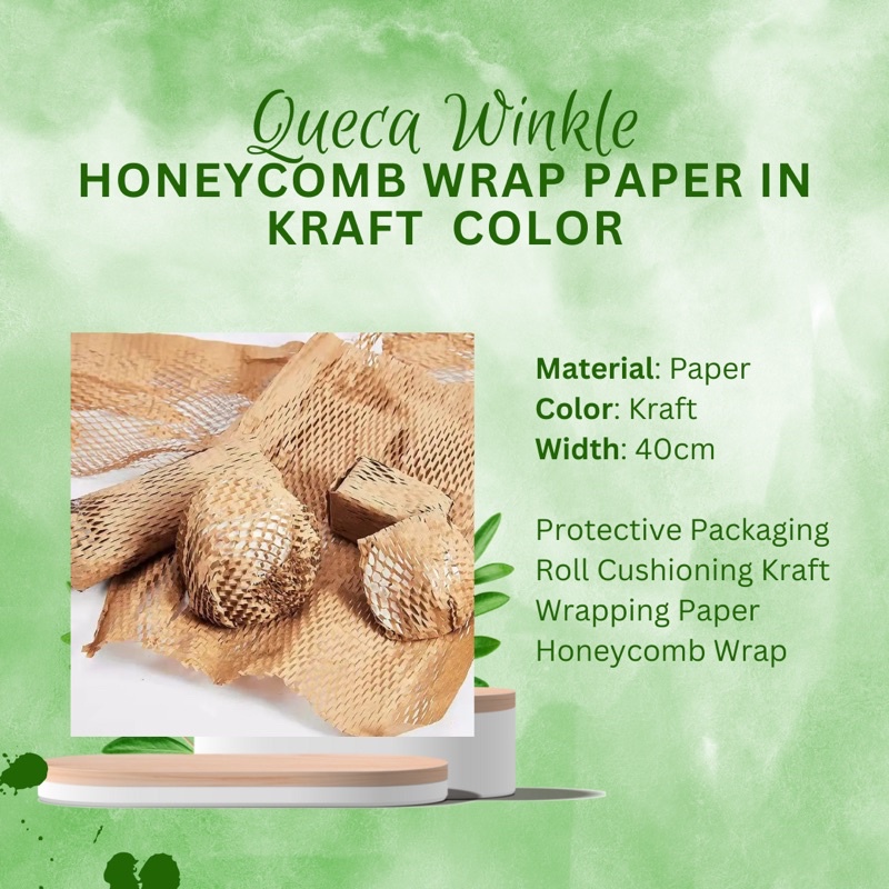 QUECA - 1m x 40cm Honeycomb kraft Wrapping Paper Eco-friendly Paper ...