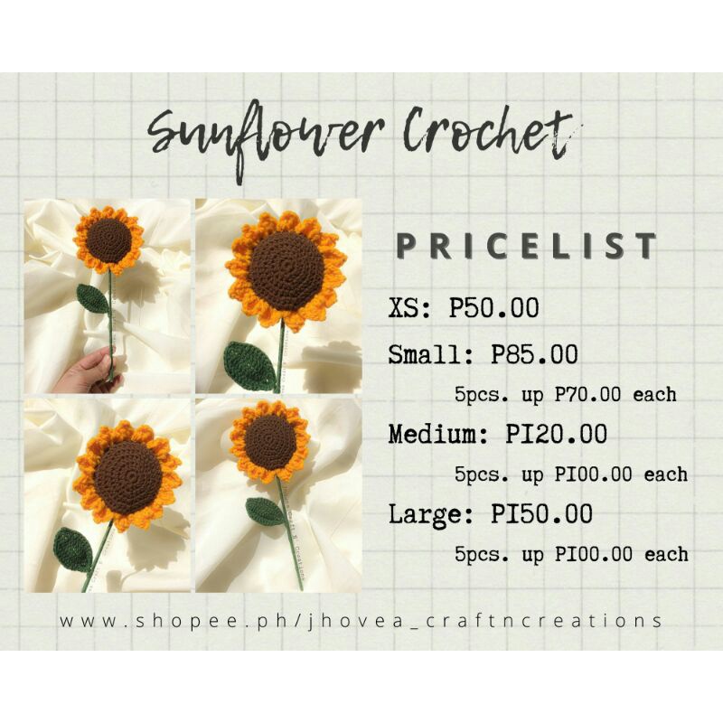 Sunflower Crochet per stem ( crocheted flower) | Shopee Philippines