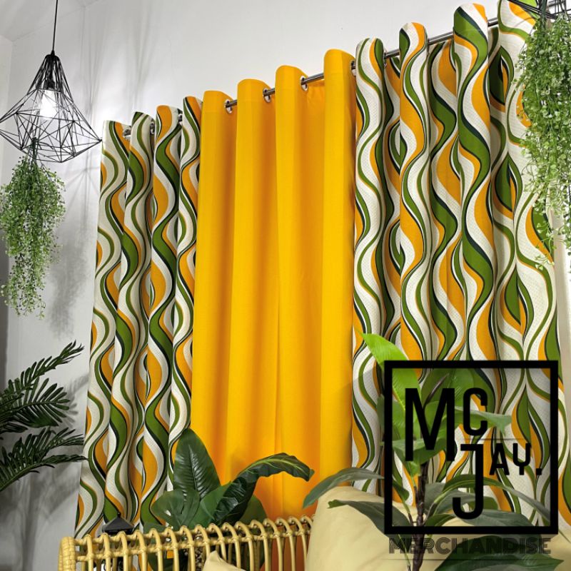 MCJAY - 3in1 Green Waves Ring Curtain Set (6ft/7ft) - Sold per PIECE ...
