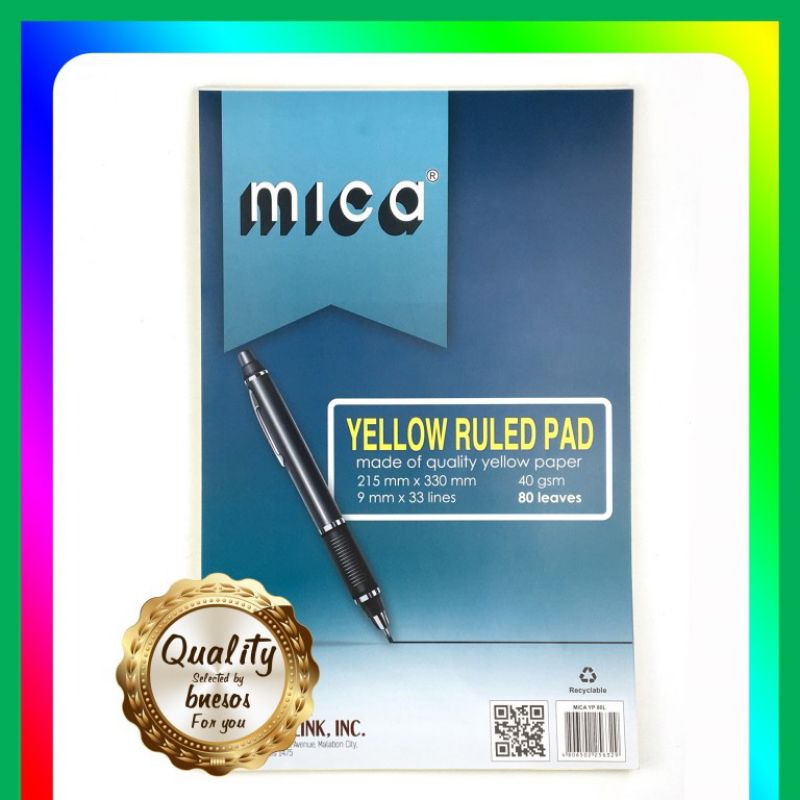 Mica YELLOW ruled PAD and intermediate paper sold per pack （10pad ...