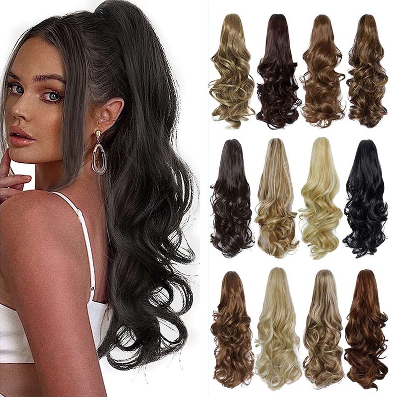 22 Inch Long Curly Hair Wig Clip Ponytail Wig For Woman Hair Wig Claw ...