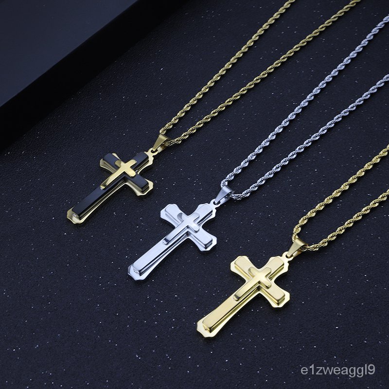 Big Titanium Steel Cross Pendant Necklace for Men Teen Boys Jewelry ...