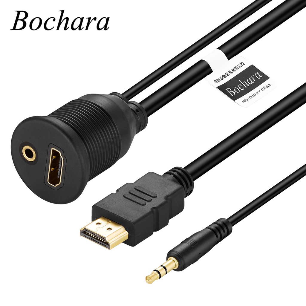 Bochara 3.5mm Jack HDMI-Compatible Extension Cable Male to Female Flush ...