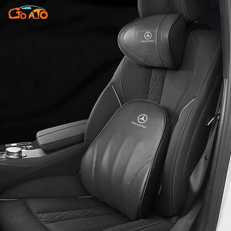 GTIOATO Car Headrest Pillow Leather Neck Pillow Car Lumbar Back Support ...