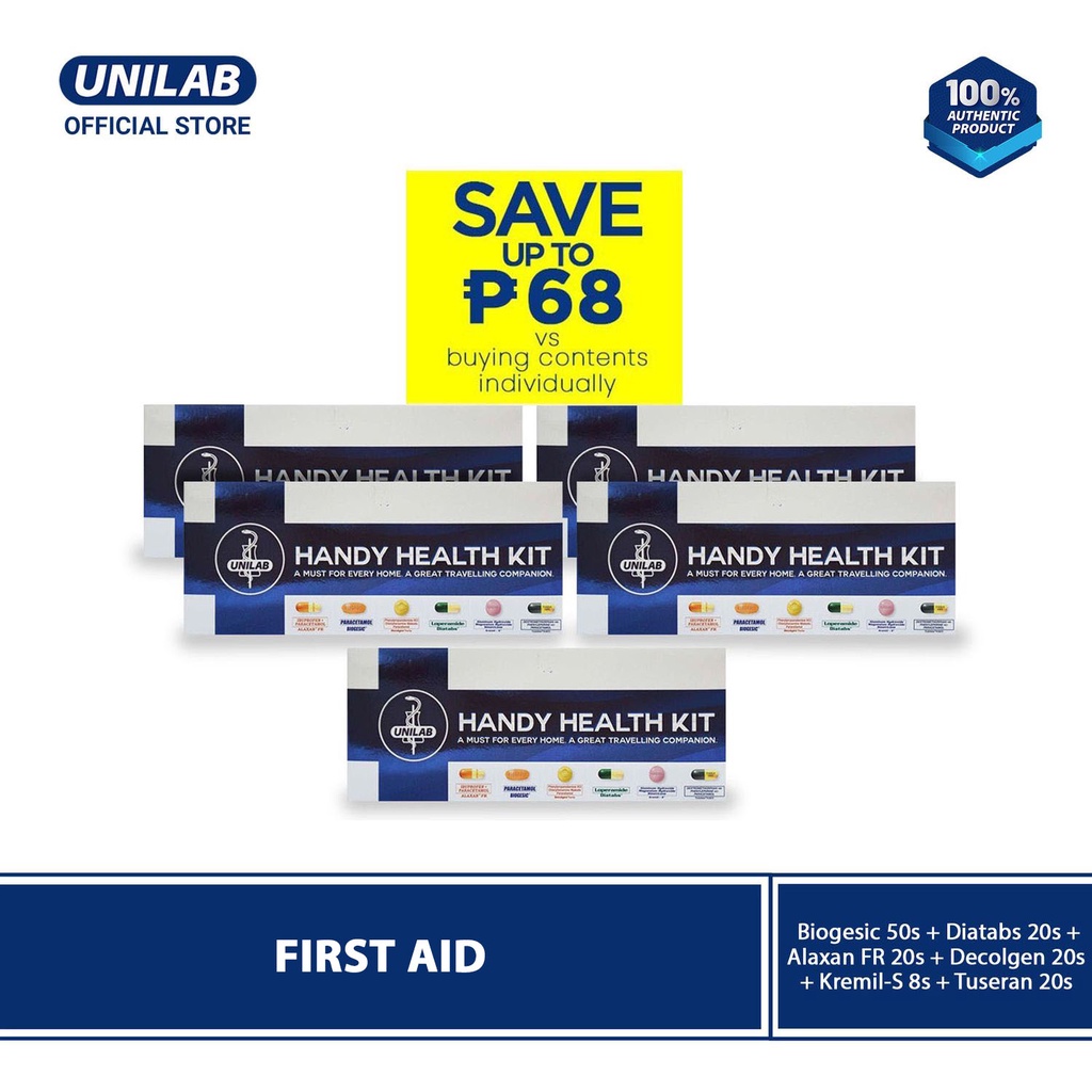 Unilab Handy Health Kit Set of 5-Medicines for First Aid and Medical ...