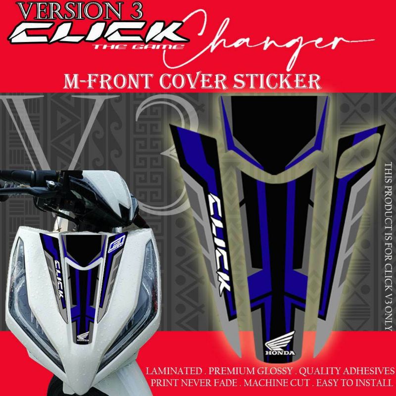 HONDA CLICK V3 FRONT COVER DECALS/HONDA CLICK STICKER/HONDA DECALS ...