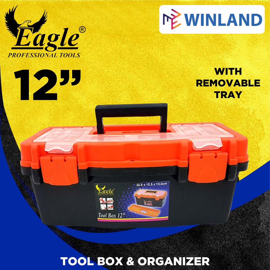 Eagle Tools by Winland 12inches Tool Box & Organizer w/ Removable Tray Orange/Black | Shopee ...