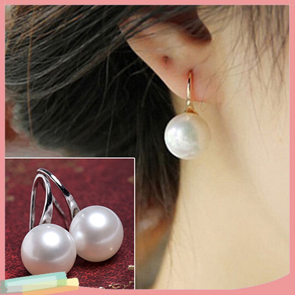 [LK] Women Imitation Pearls Ball Hook Earrings Eardrops Bridal Wedding ...