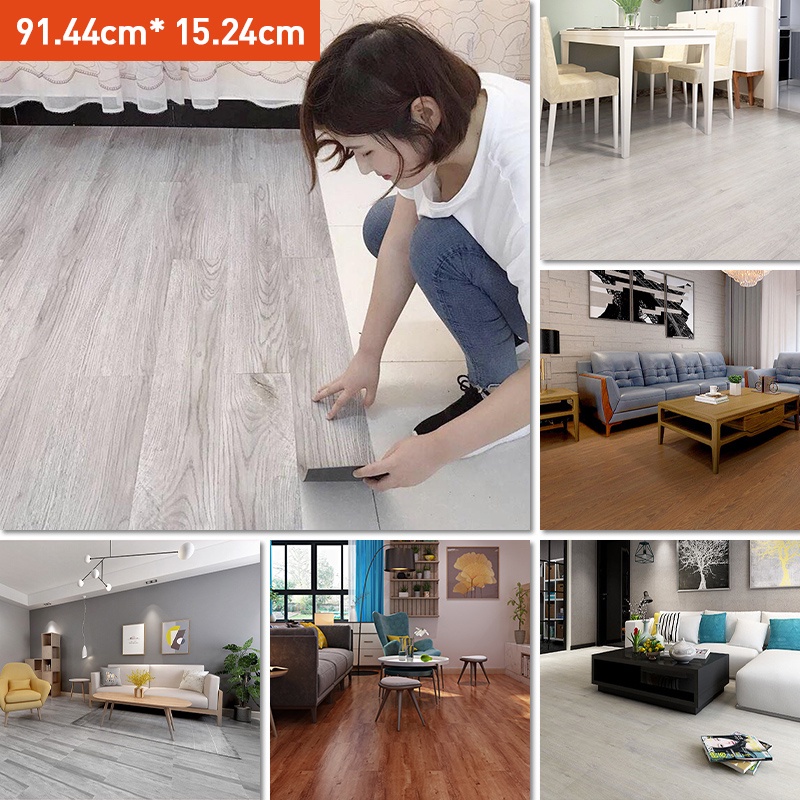 Floor Stickers 36pcs 1.5mm thick Wooden Design 91X15 cm Vinyl Adhesive ...