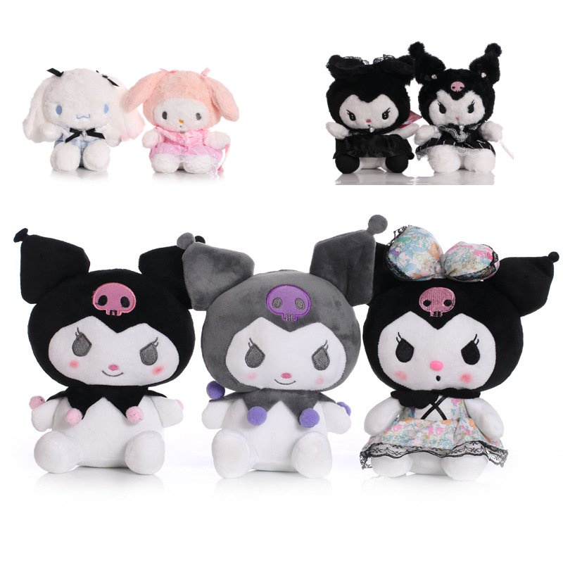 Black Sanrio Plush Toy Kawaii My Melody Cinnamoroll Kuromi Plush Toys Sanrio Stuffed Doll ...