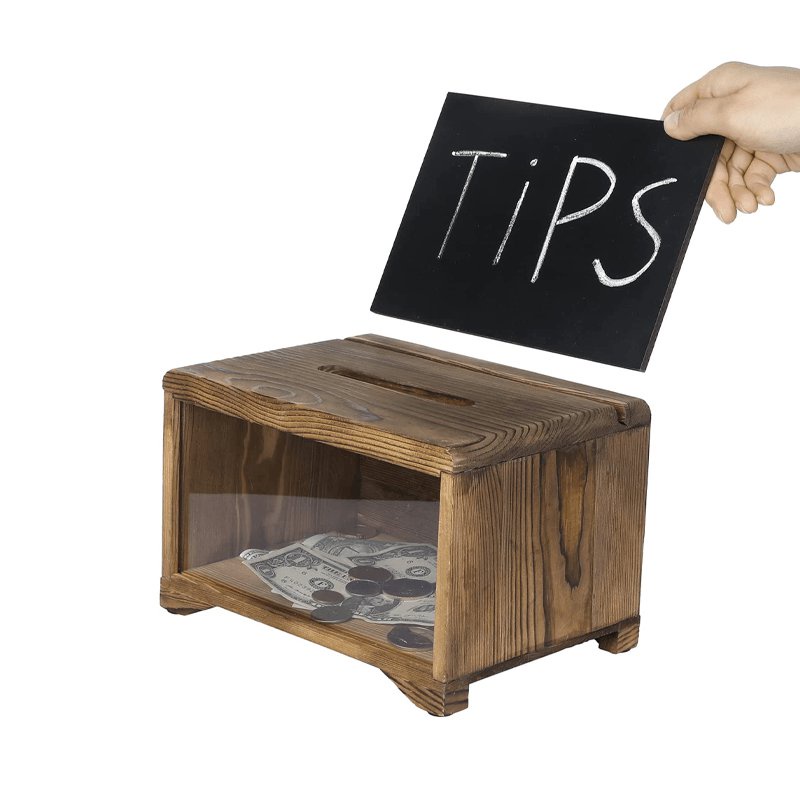Wooden Donation Collection Box with Lock - Rustic Burnt Wood Tip Box ...