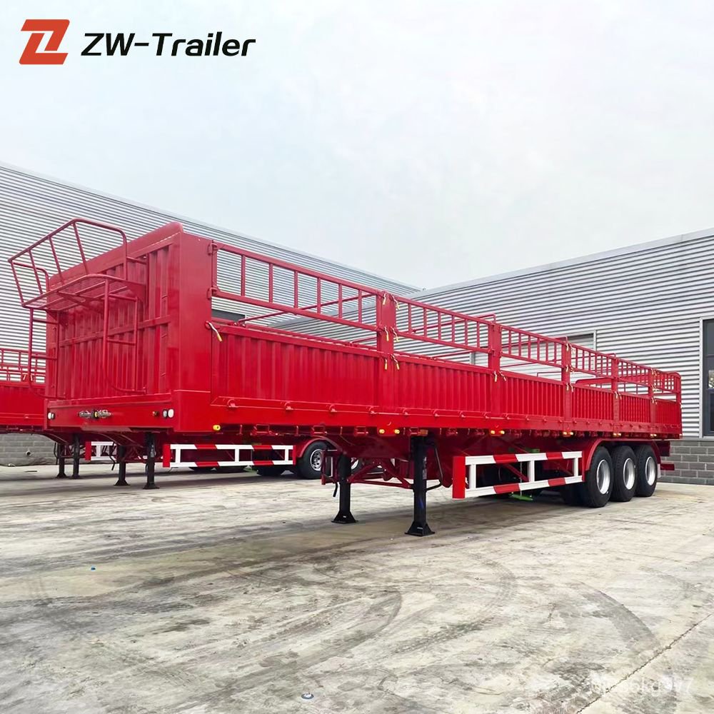 ZW Group Brand New sidewall flatbed Bulk Cargo Truck Trailer 3 axle 60 ...