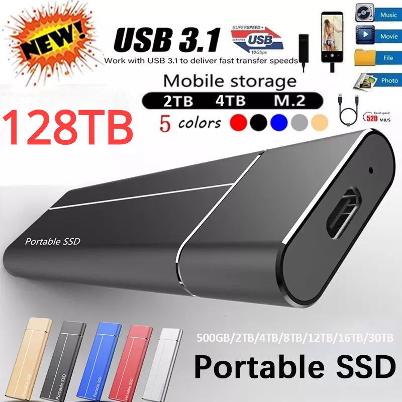 High-Speed 128TB SSD USB3.1 Interface Portable External Solid State ...