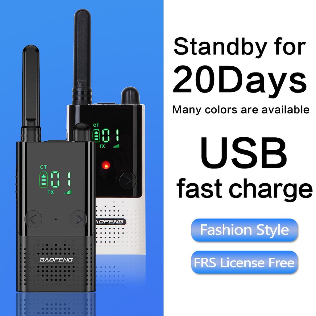 1 OR 2 PCS Baofeng BF-T9 PMR/FRS Walkie Talkie CB Ham Portable Two Way ...