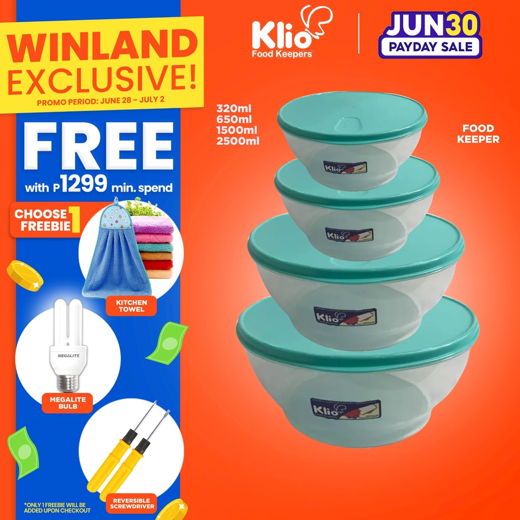 KLIO by Winland Round Bowl Stackable Food Keeper Rounded Container ...