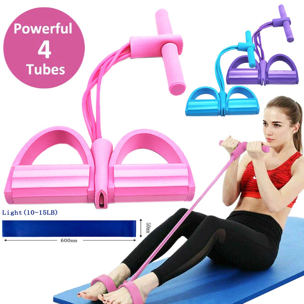 Yoga Training Resistance Band Sit-ups Fitness Workout Foot Pedal Tummy ...