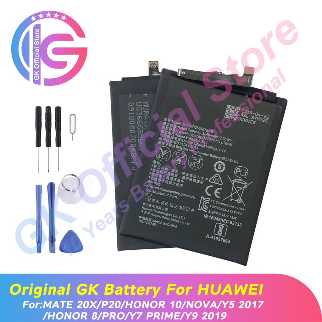 Original GK Battery For HUAWEI MATE 20X/P20/HONOR 10/NOVA/Y5 2017/HONOR ...