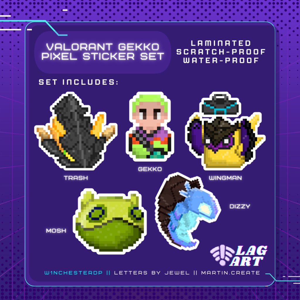 Valorant Gekko Pixel | Waterproof Sticker Set | wnchstrdp | Shopee ...