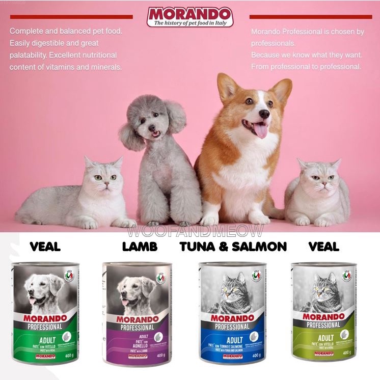 ☁ Morando Professional Adult Pate Cat & Dog Food In Can 400g Wet Food ...