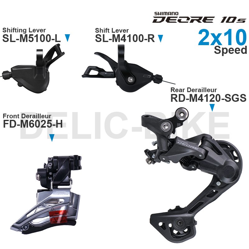 SHIMANO DEORE M4100 M5100 2x10 Speed Groupset Shifters Front Derailleur and Rear Derailleur ...