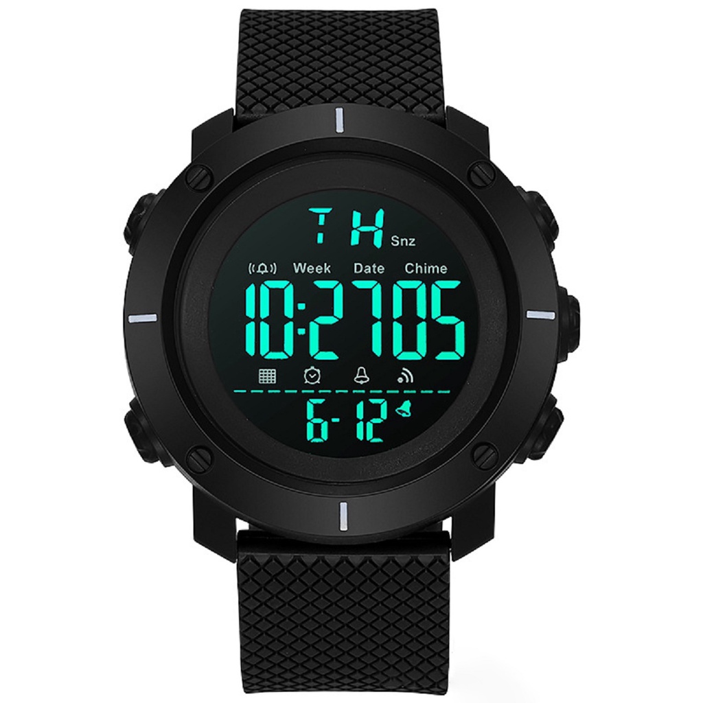 Mens LED Dual Time Digital Sports Watches Relo Silica gel Waterproof ...