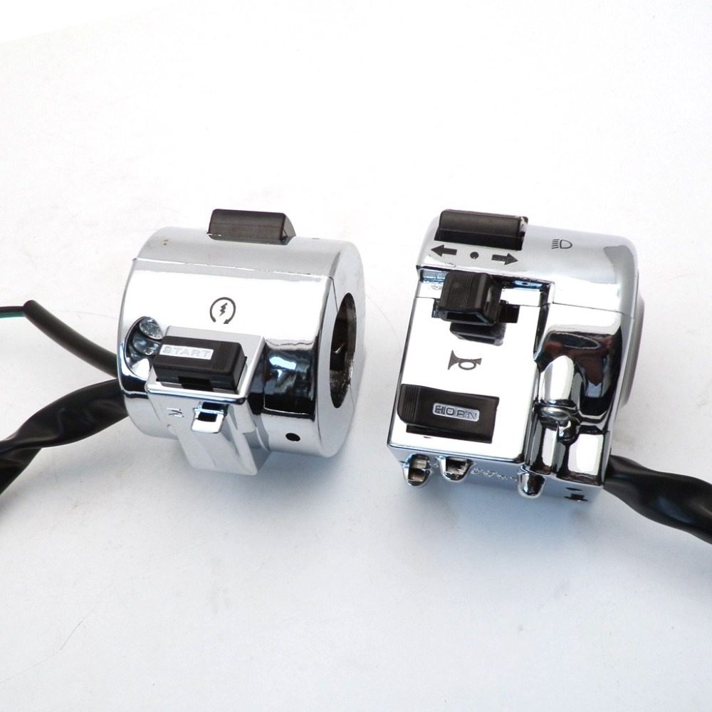 1 Pair Right and Left Side Chrome Plated Control Switch for 25mm ...