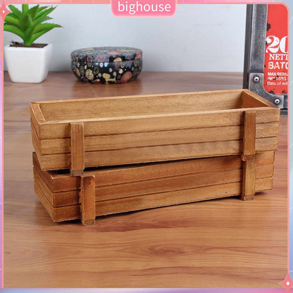 (BH) Wood Planter Box Garden Yard Rectangle Flower Succulent Container ...