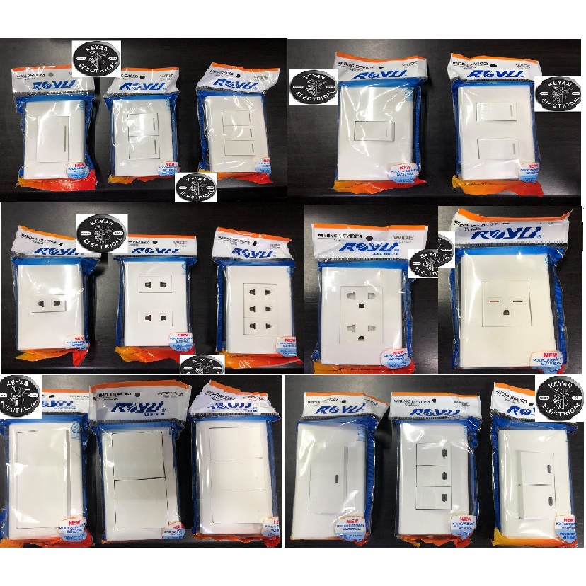 ๑ROYU SWITCH OUTLET 1 GANG 2 GANG 3 GANG DUPLEX AIRCON OUTLET LED ...