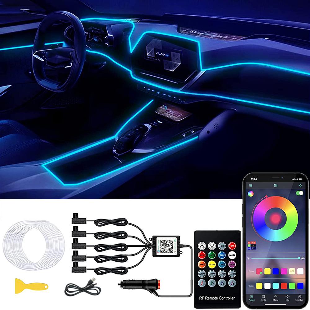4/5/6IN1 Neon LED Car Interior Ambient Light App Music Control RGB ...