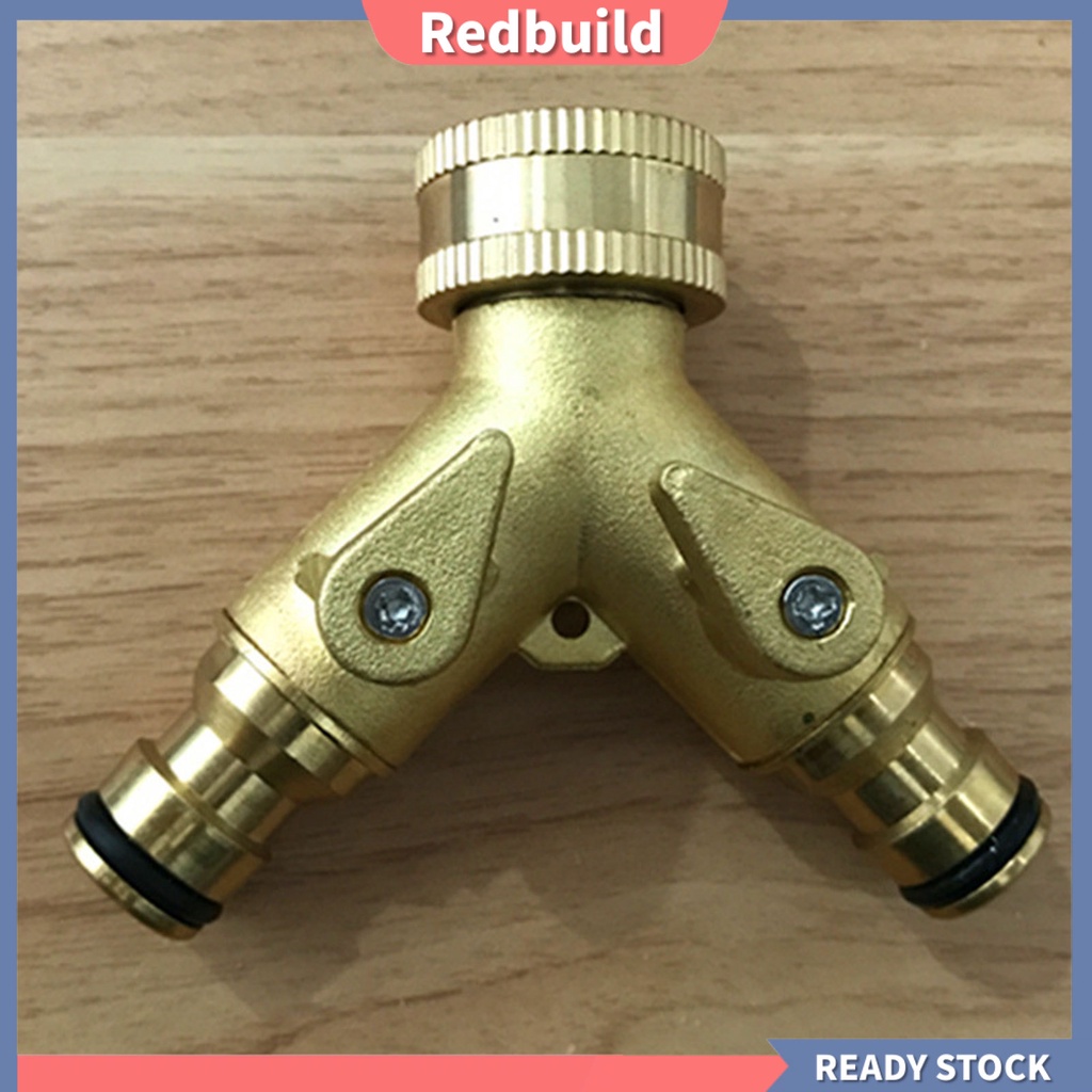 (redbuild) Brass Nipple Connector Garden Faucet Splitter Y-type 2-way ...