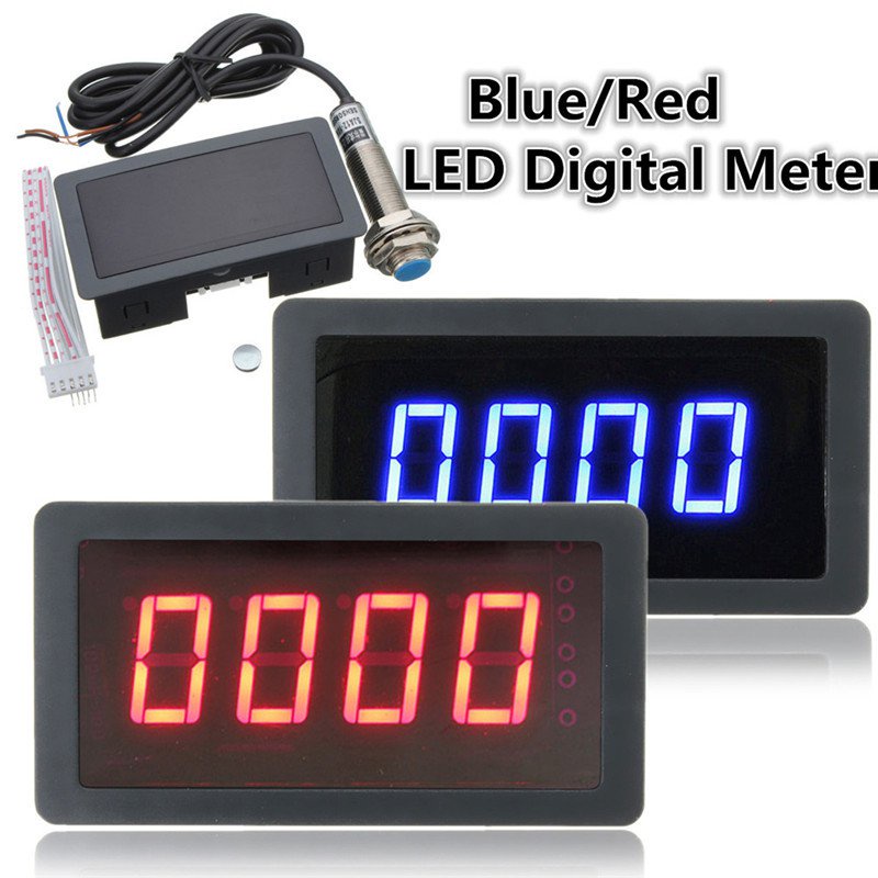4 Digital LED Tachometer RPM Speed Meter Hall Proximity Switch Sensor ...