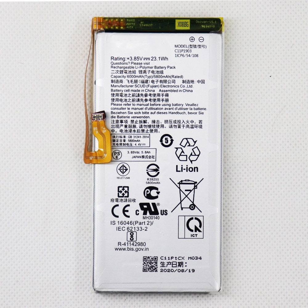 3.85V 6000mah C11P1903 for ASUS rog phone 3 ROG3 mobile phone battery ...