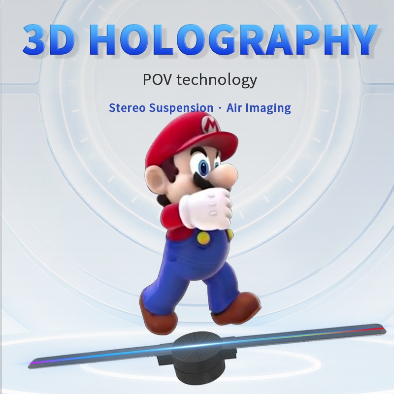 Naked eye 3D holographic suspended projection advertising machine LED fan aerial imaging ultra ...