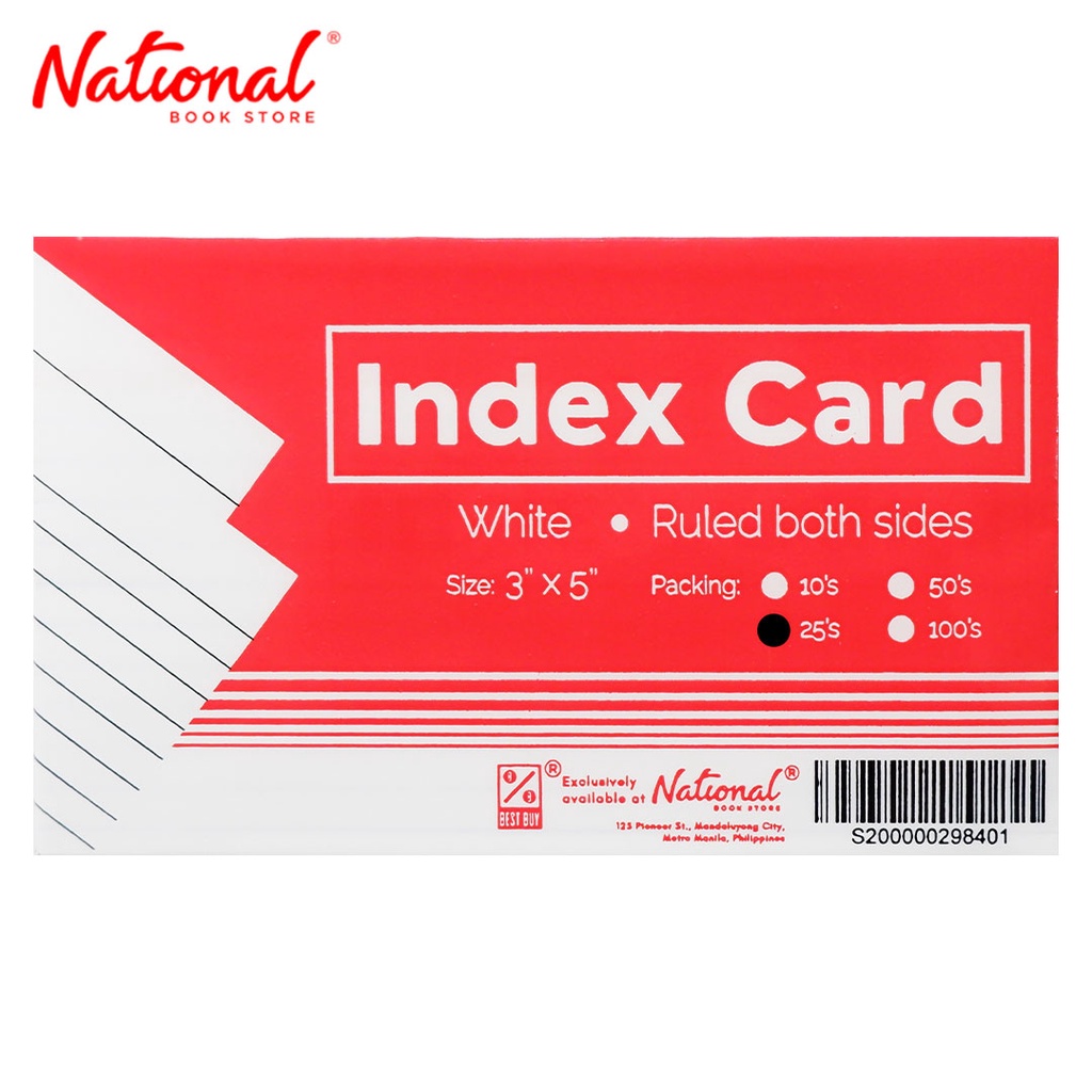 Best Buy Index Card White 3x5 25's Ruled Both Sides - School & Office ...