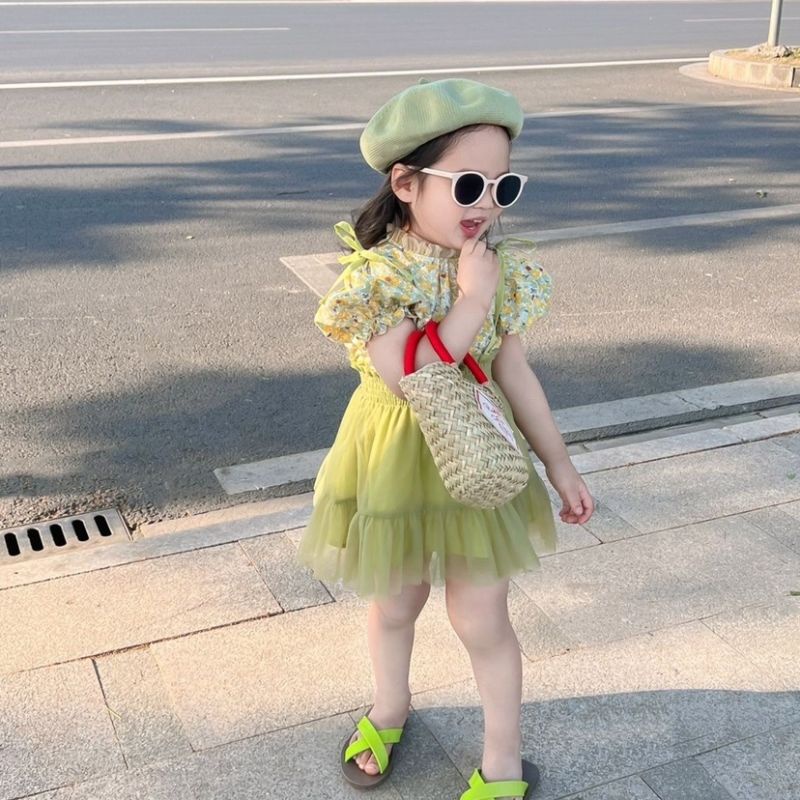 Girls Suit Summer New Style Floral Baby Girl Summer Dress Suspender ...
