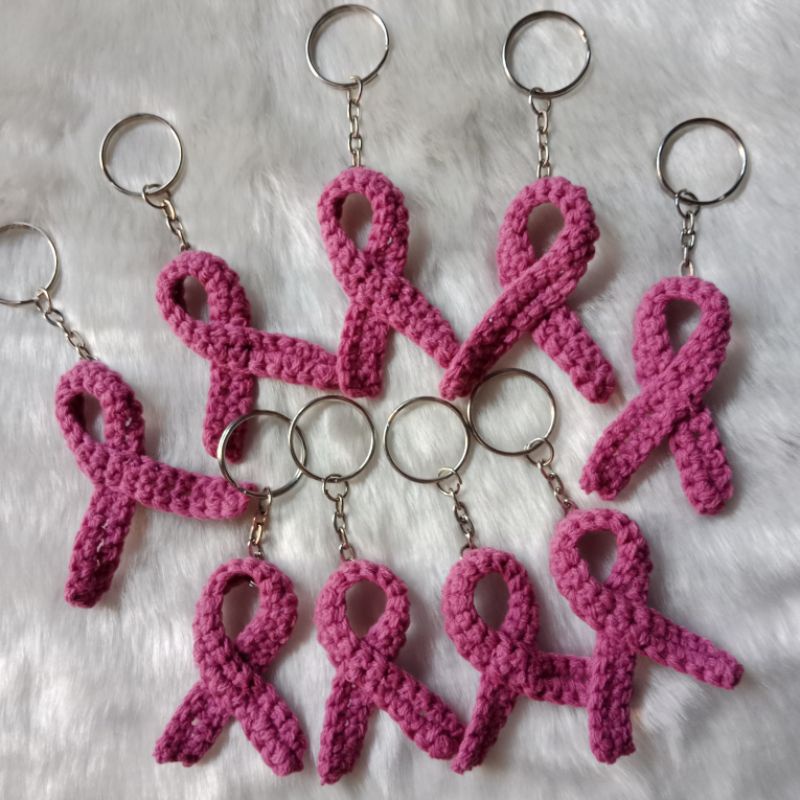 ☈Crocheted Fuschia Pink Ribbon Logo for Team Kakampink Leni-Kiko (100% ...
