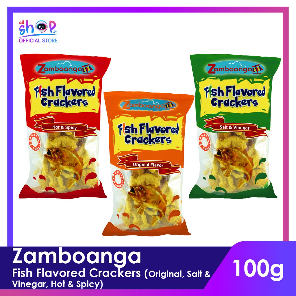 【Hot Sale】Zamboanga Fish Flavored Crackers 100g (Original, Hot & Spicy ...