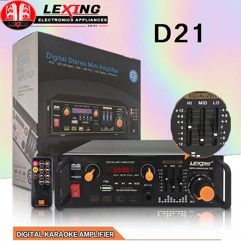 LEXING AC/DC NEW MINI CAR AMPLIFIER MODEL D-21 (AC/DC USE) | Shopee ...