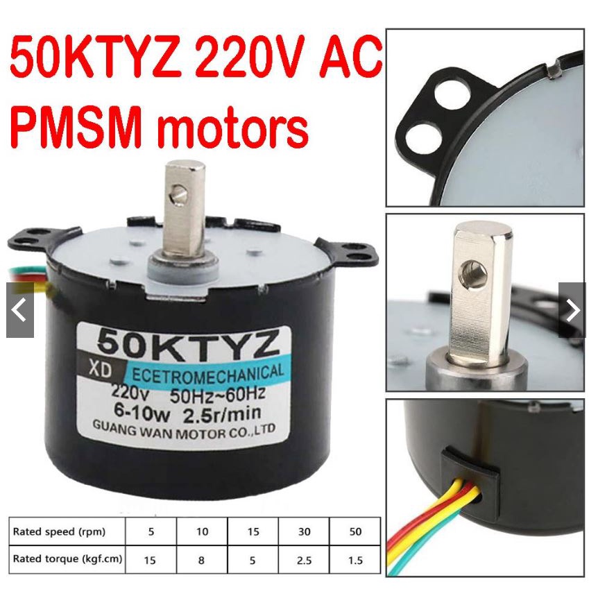 50KTYZ 220V AC PMSM motors 6W-10W slow reverse gear micro motor small ...
