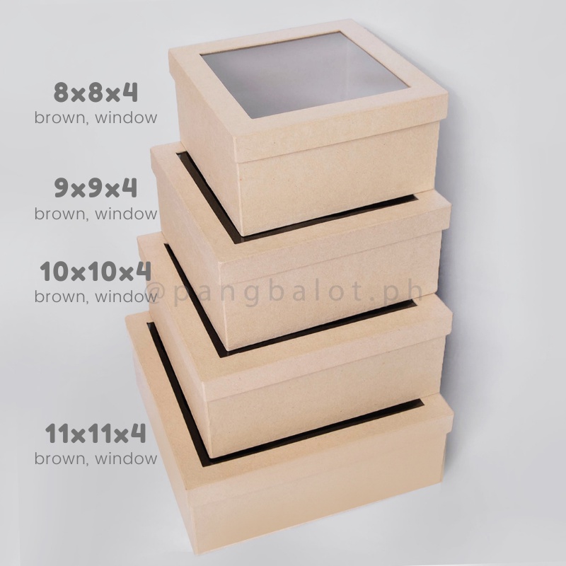 Kraft box (hard box) with window - 8x8x4 / 9x9x4 / 10x10x4 / 11x11x4 ...