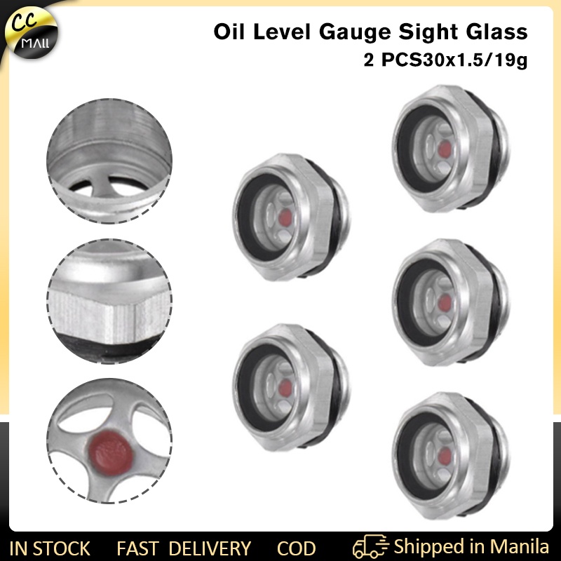 2Pcs 3CM Oil Level Glass Aluminum Oil Standard Male Threaded Metal Oil ...