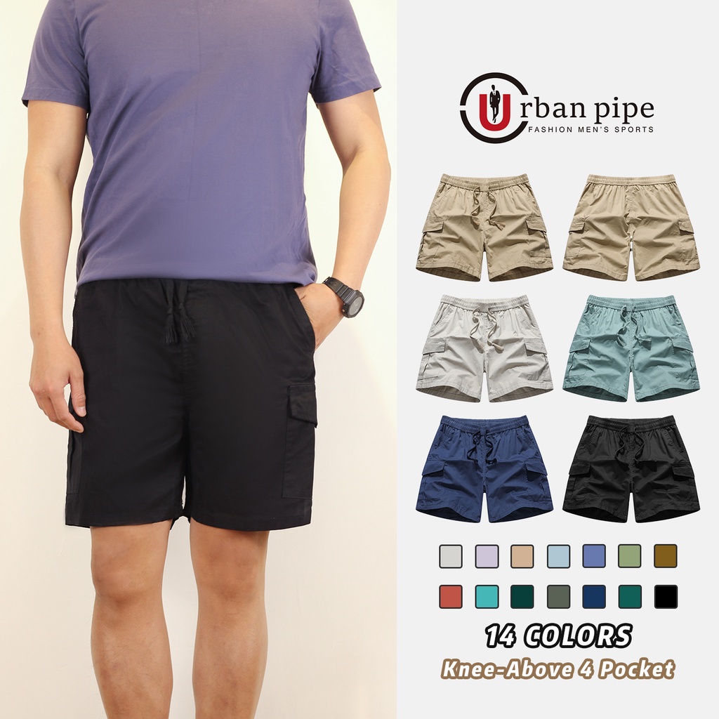 URBAN PIPE Chino Cargo Shorts For Men 4 Pocket Knee-Above Buttons ...