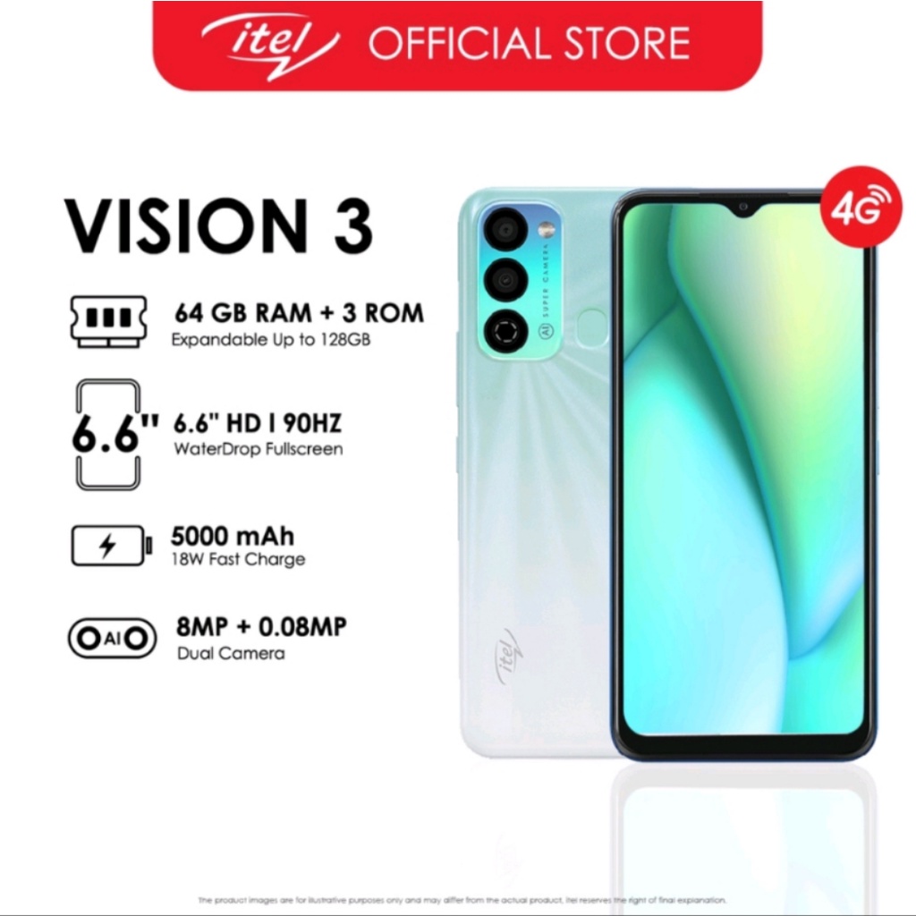 ITEL Vision 3 Smart Phone, LTE | 32/64GB ROM 2/3GB RAM | 6.6"HD ...