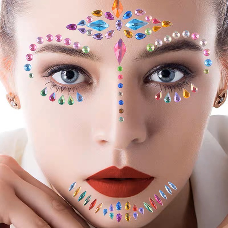 Face Rhinestone Tattoo Sticker European and American Girls Diamond ...