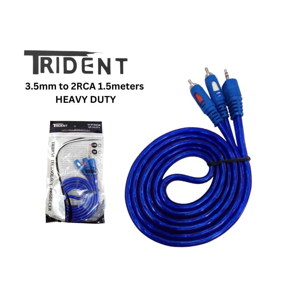 Trident 2x1 2 male RCA to 3.5mm stereo cable 1.5meters heavy duty ...