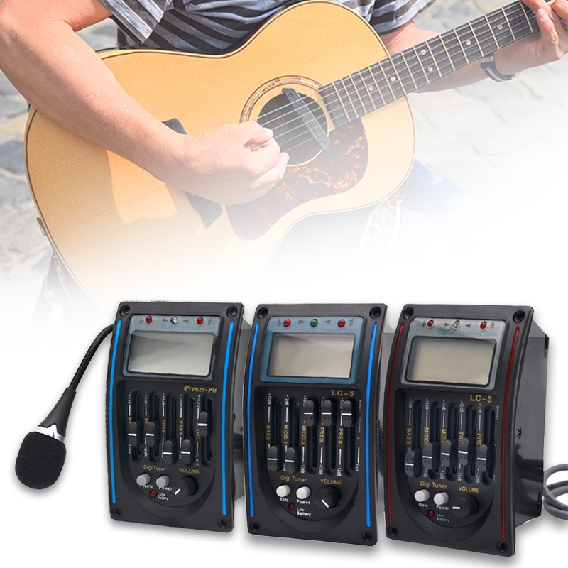 5 Band Pickup Acoustic Electric Guitar Preamplifier EQ Equalizer with ...