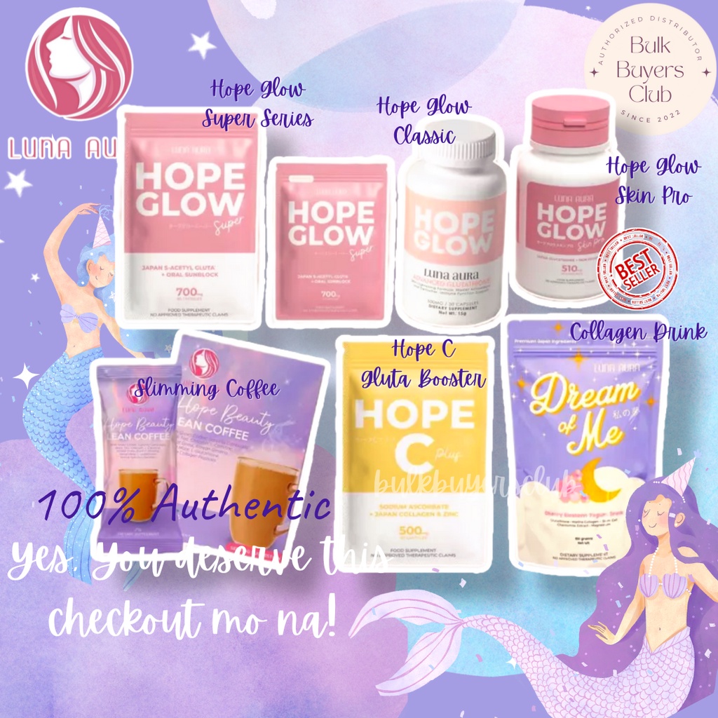 Hope Glow Glutathione by Luna Aura Super Biggie 60 Capsule Super Mini ...