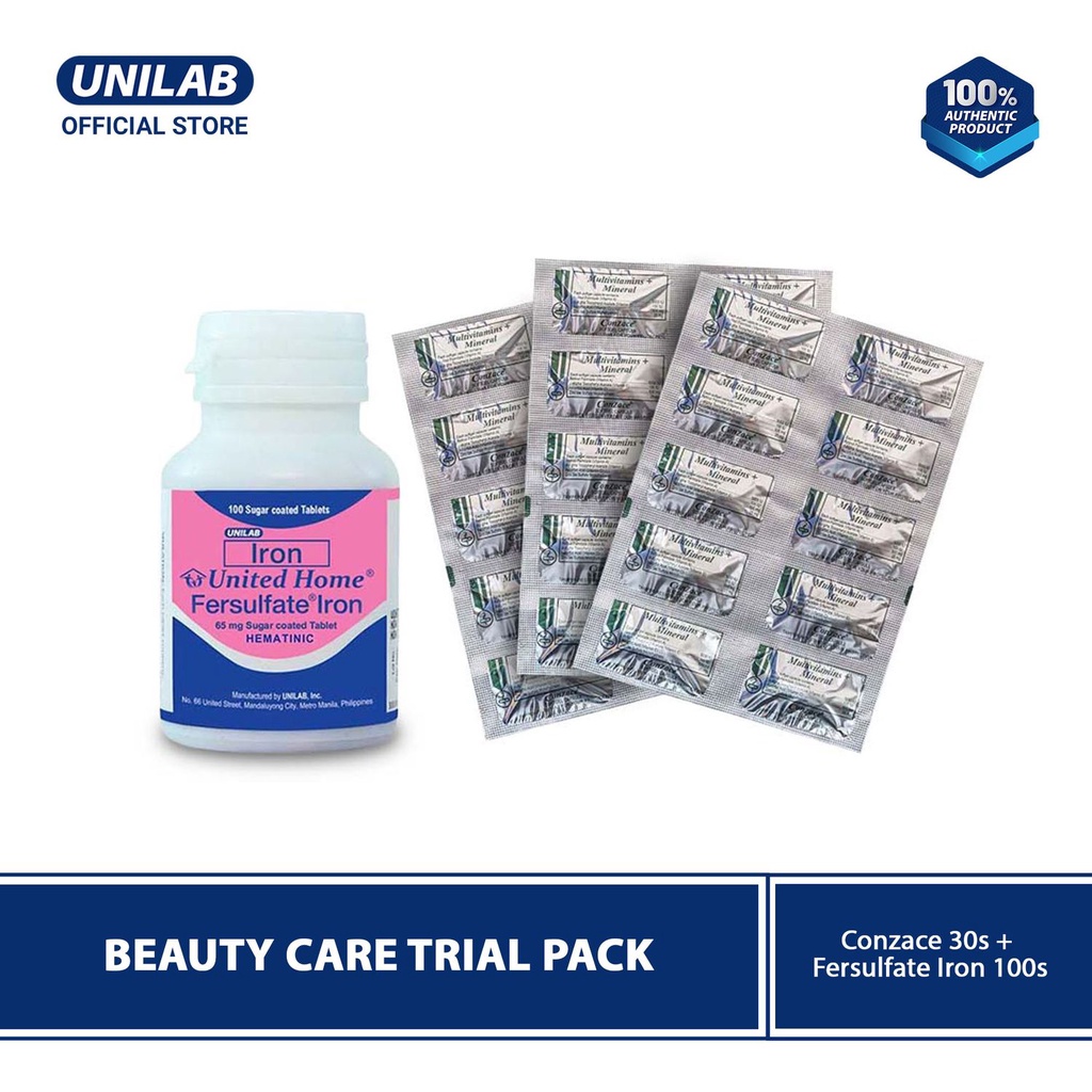 Beauty Care Trial Pack (Conzace 30s + United Home Fersulfate Iron 100s ...