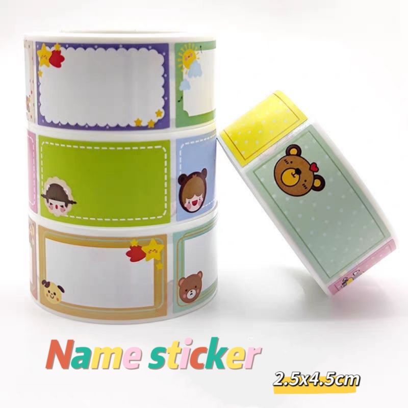 Ivy&Natalie 250pcs/Roll Cute Cartoon Name Stickers Writable Label ...