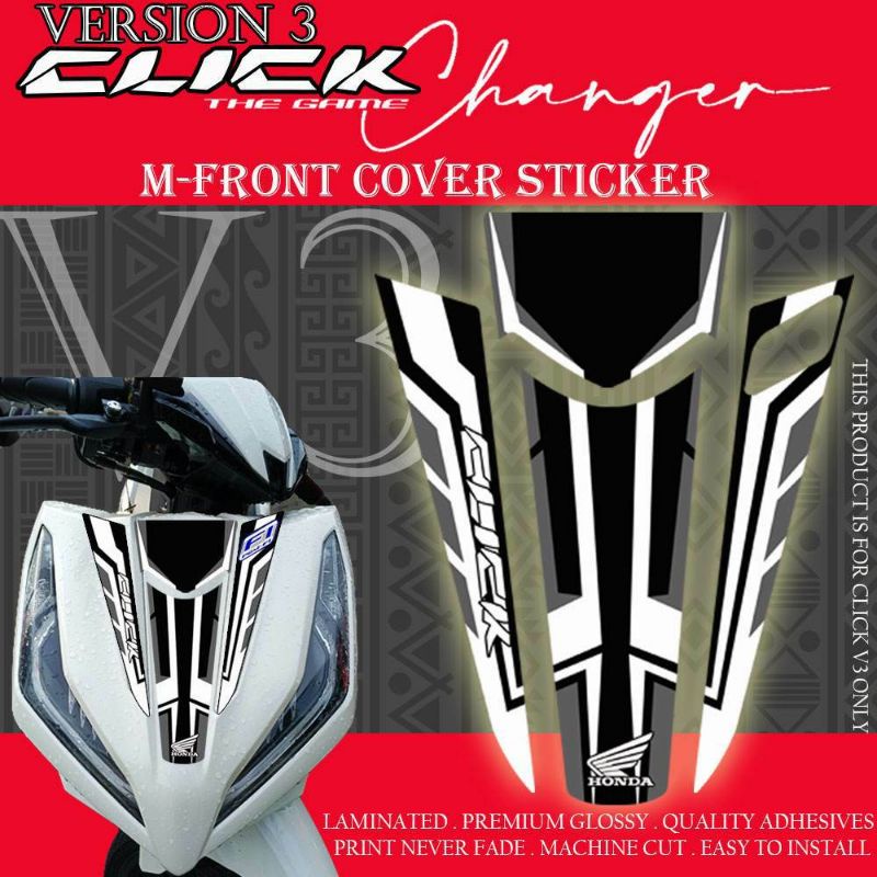 HONDA CLICK V3 FRONT COVER DECALS/HONDA CLICK STICKER/HONDA DECALS ...